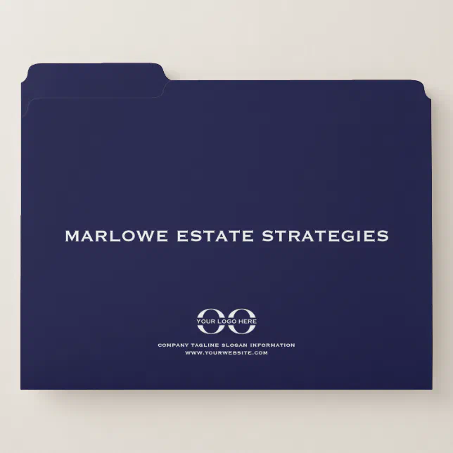 Navy and White Logo File Folders | Zazzle