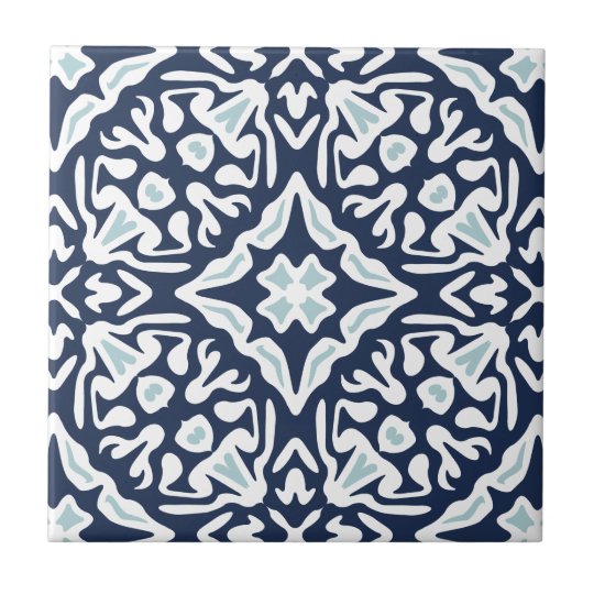 Navy and White Mediterranean Pattern Tile | Zazzle.com