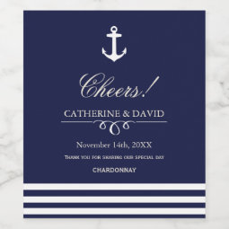 Navy and White Nautical Wine Labels | Zazzle