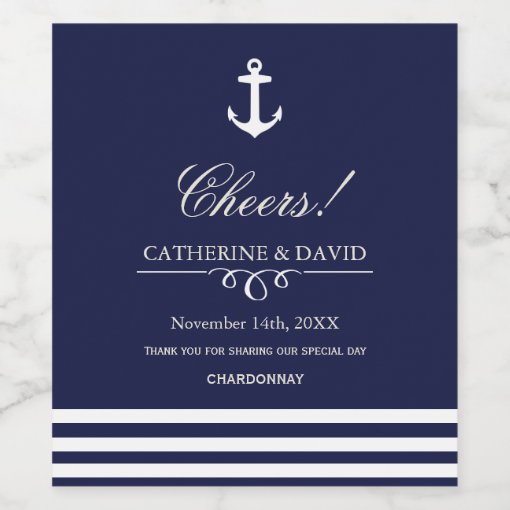 Navy and White Nautical Wine Labels | Zazzle
