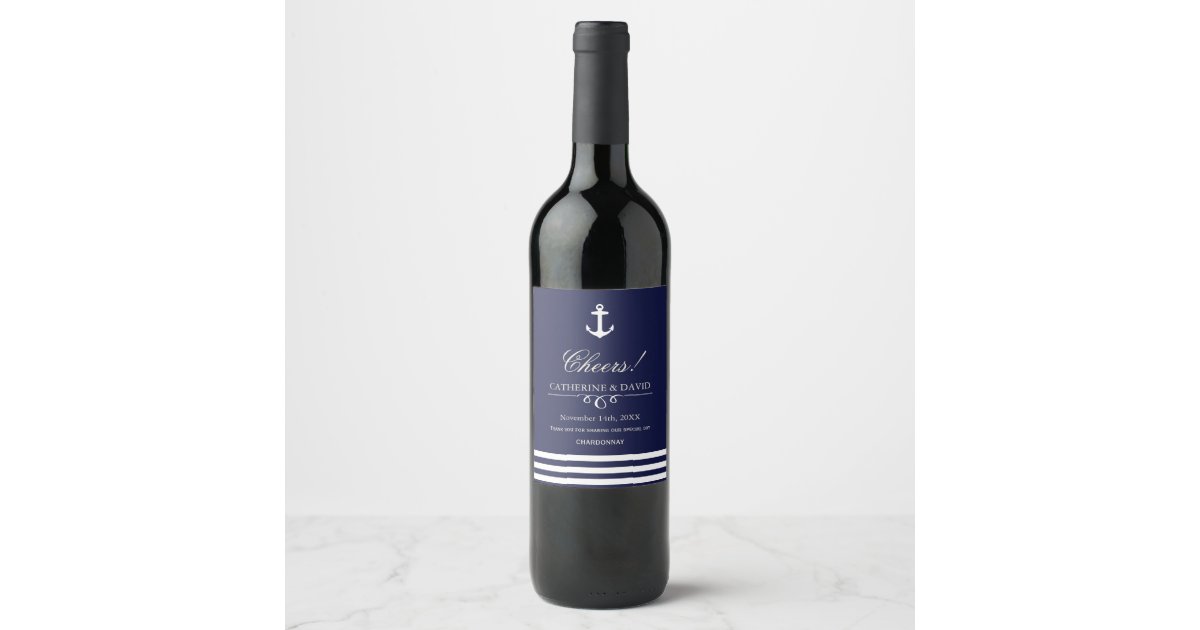 Navy and White Nautical Wine Labels | Zazzle