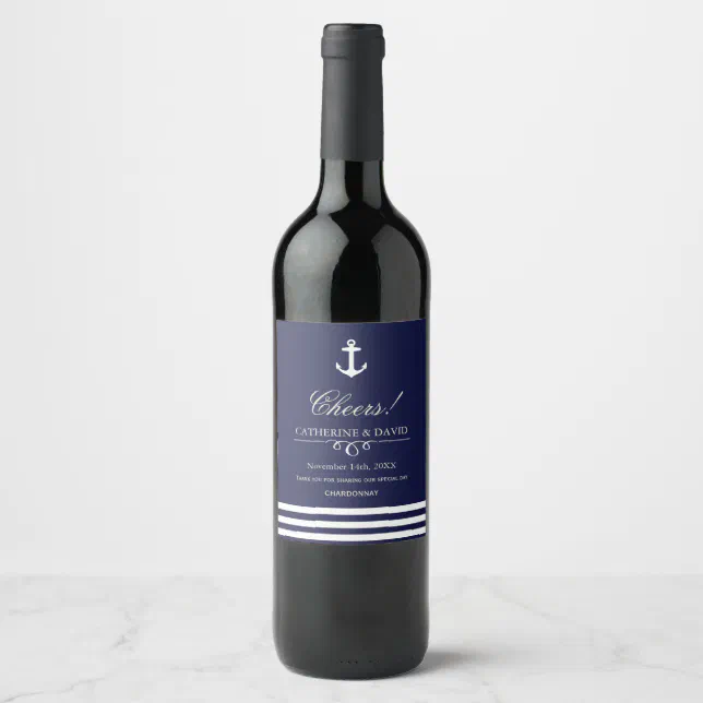 Navy and White Nautical Wine Labels | Zazzle