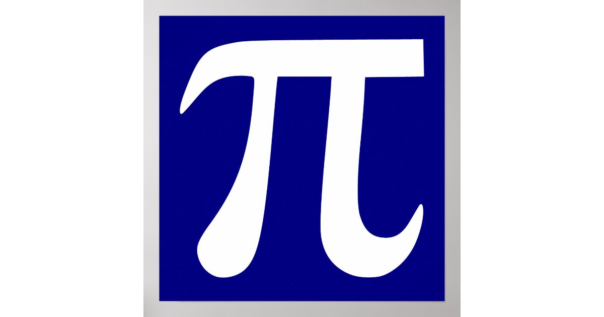 Navy and White Pi Symbol Poster | Zazzle