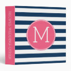 Blush Preppy Chevron Stripe Modern Nautical Anchor Binder | Zazzle.com