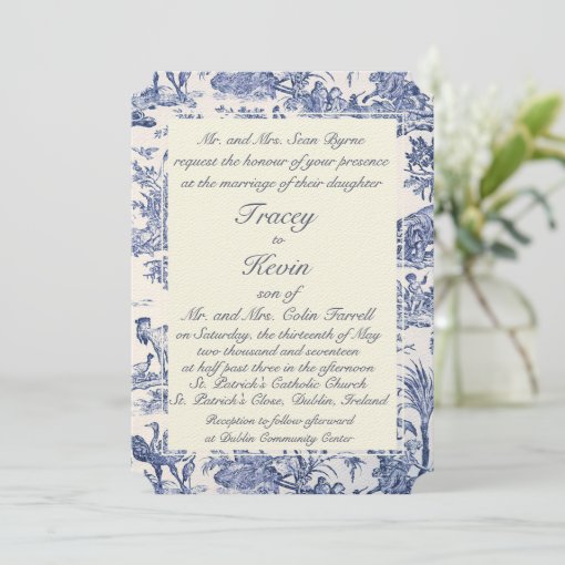 Navy and White Toile Invitation | Zazzle