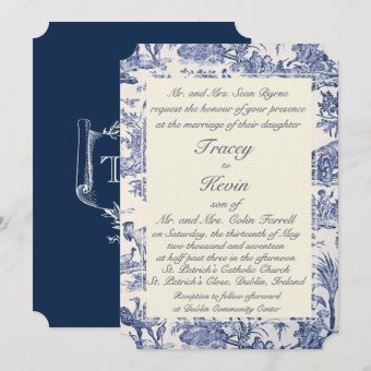 Navy and White Toile Invitation | Zazzle