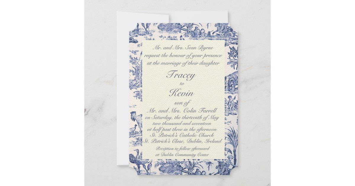Navy and White Toile Invitation | Zazzle