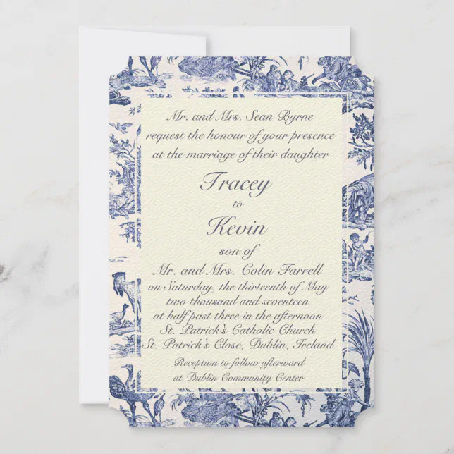 Navy and White Toile Invitation | Zazzle