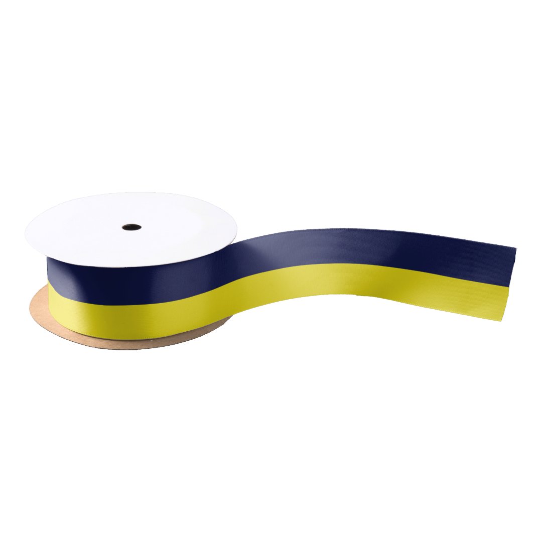 Navy and Yellow-Corn Striped Satin Ribbon | Zazzle