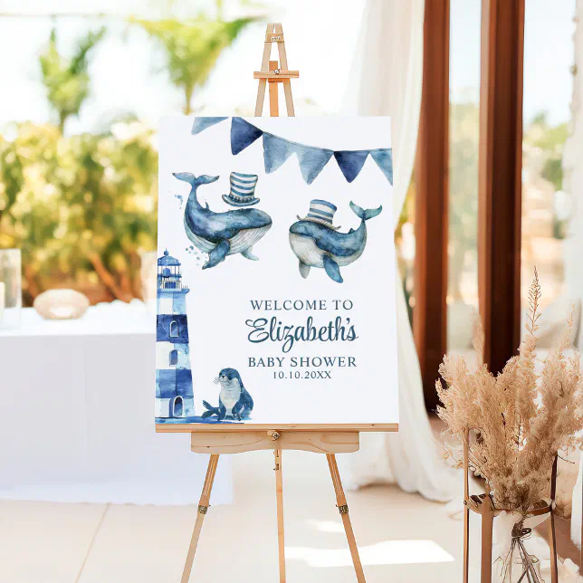 Navy "Baby on Board" Nautical Baby Shower Welcome Foam Board | Zazzle