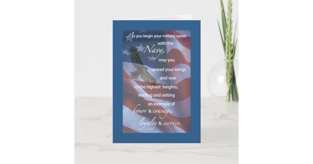 Navy Basic Training Congratulations Eagle on Flag Card | Zazzle