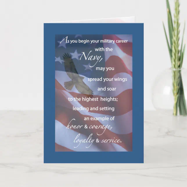 Navy Basic Training Congratulations Eagle on Flag Card | Zazzle
