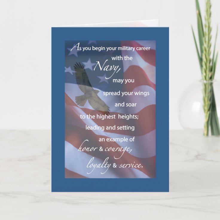 Navy Basic Training Congratulations Eagle on Flag Card | Zazzle