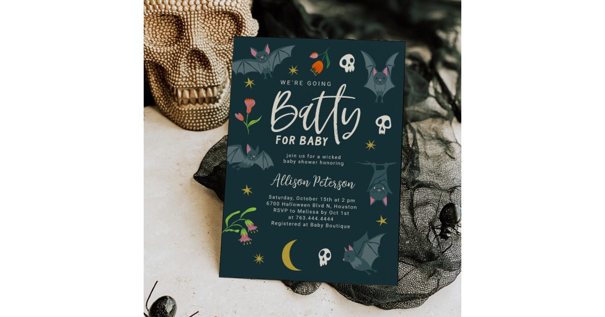 Navy Bats Batty for Baby Shower Invitation | Zazzle
