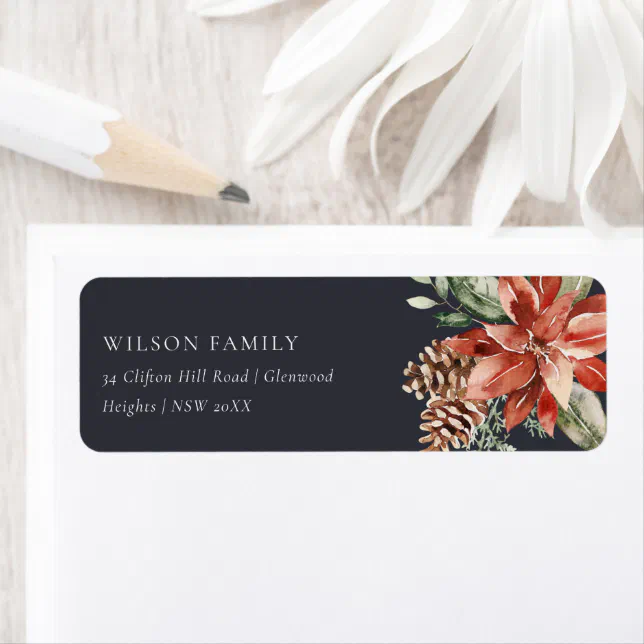 150 Christmas Poinsettia (ac 453 Poinsettia Address Labels Christmas ...