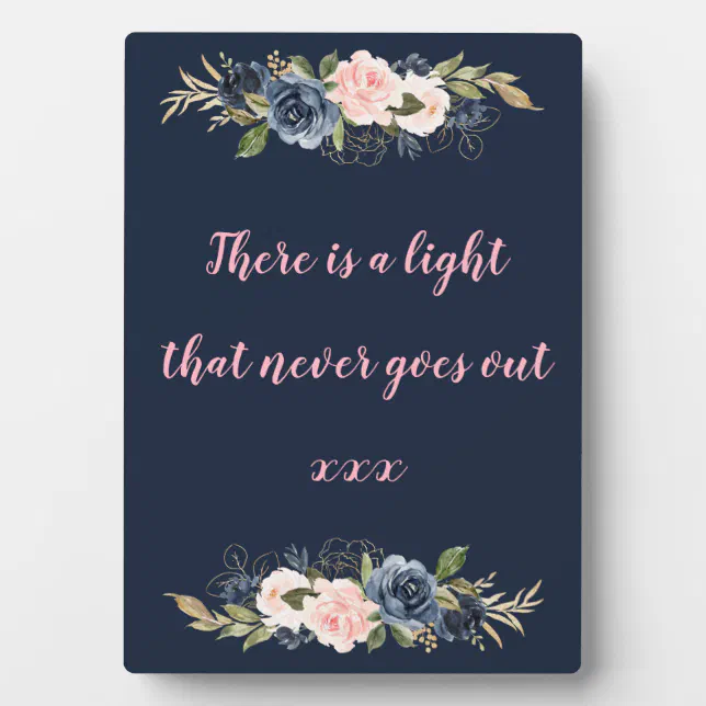 navy blossom pink wedding sign plaque | Zazzle