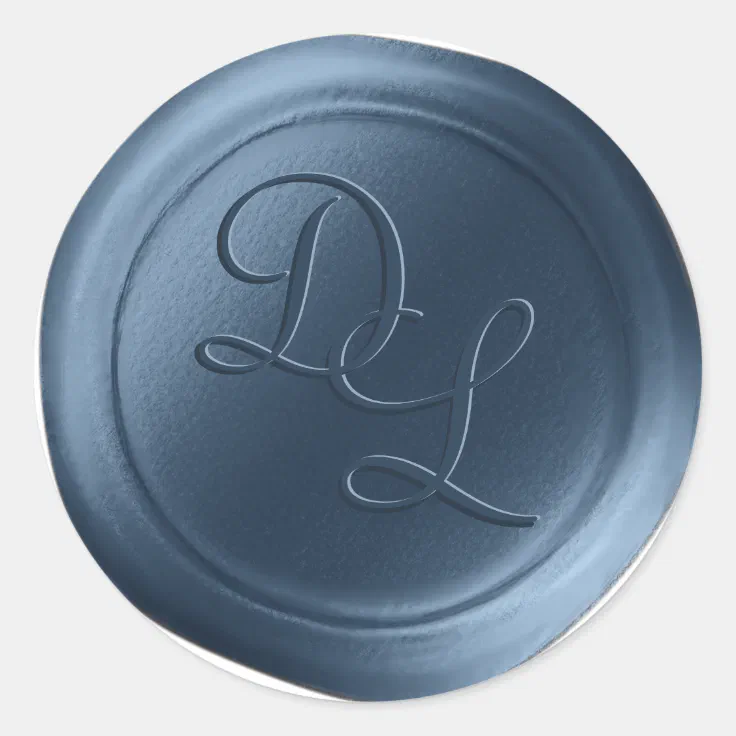 Navy Blue 2 Letter Monogram Wax Seal Stickers | Zazzle
