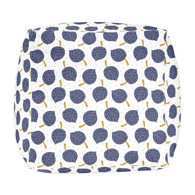Navy Blue Abstract Flying Bomb Fruit Pattern Pouf | Zazzle