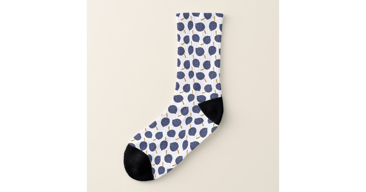 Navy Blue Abstract Flying Bomb Fruit Pattern Socks | Zazzle