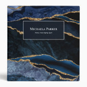 Navy Blue Agate Geode Elegant Professional 3 Ring Binder | Zazzle