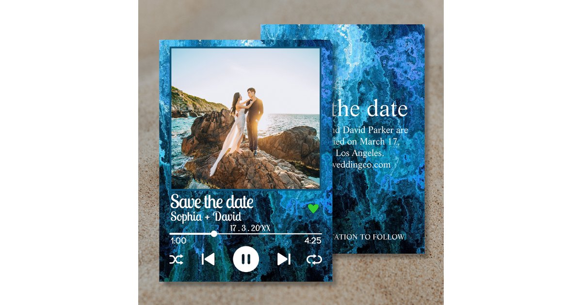 Navy Blue Album Cover Music Photo Save the Date Invitation | Zazzle