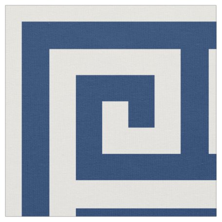 Dark Blue Greek Key Pattern Fabric | Zazzle