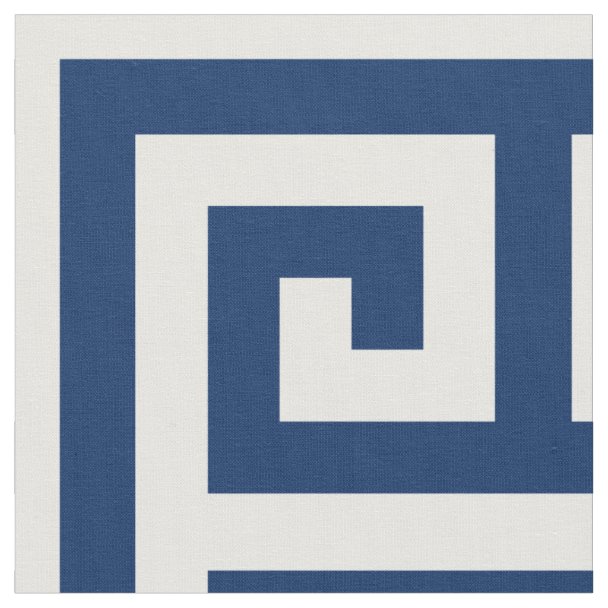 Dark Blue Greek Key Pattern Fabric | Zazzle