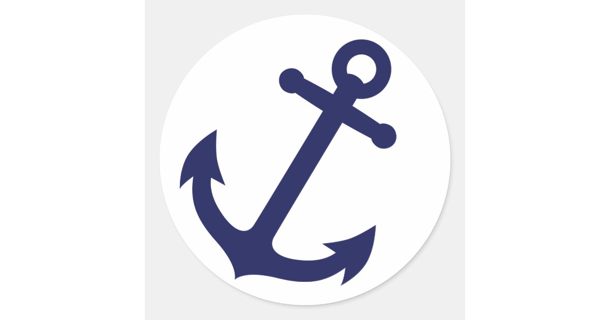 Navy Blue Anchor Classic Round Sticker | Zazzle