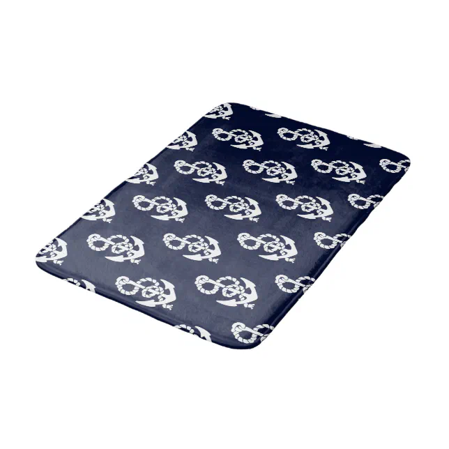 Navy Blue Anchor Nautical pattern Mat | Zazzle