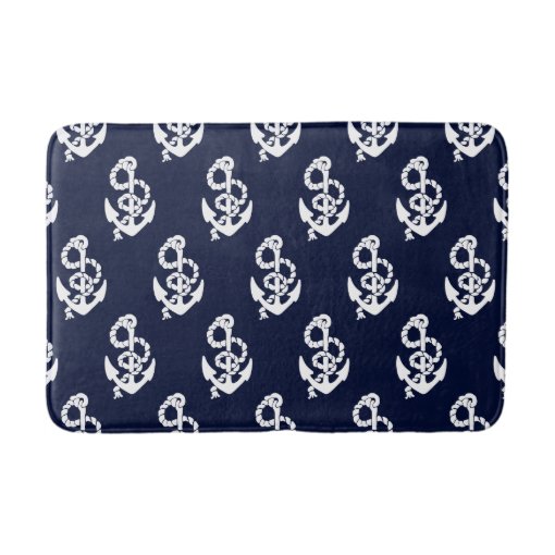 Navy Blue Anchor Nautical pattern Mat | Zazzle
