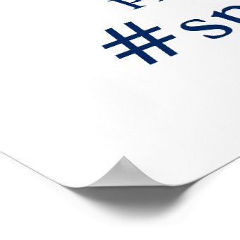 Navy Blue Anchor Nautical Wedding Hashtag Poster | Zazzle