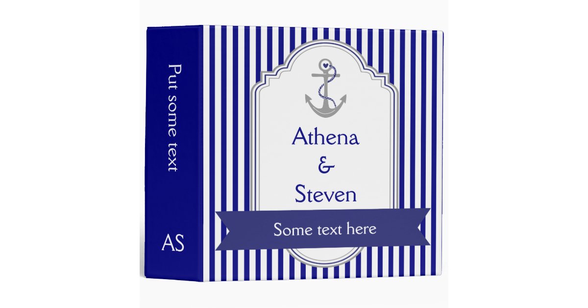 Navy blue anchor nautical wedding planner binder | Zazzle