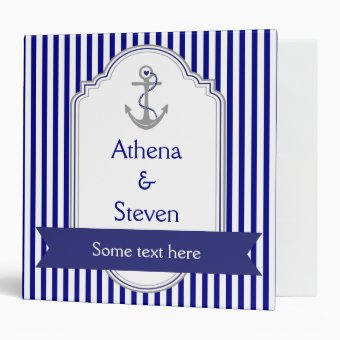 Navy blue anchor nautical wedding planner binder | Zazzle