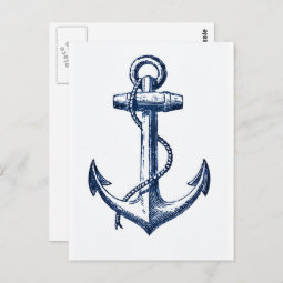 Navy Blue Anchor Postcard | Zazzle