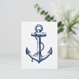 Navy Blue Anchor Postcard | Zazzle