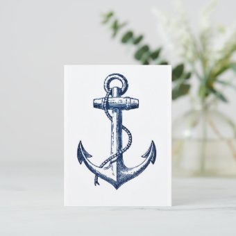 Navy Blue Anchor Postcard | Zazzle
