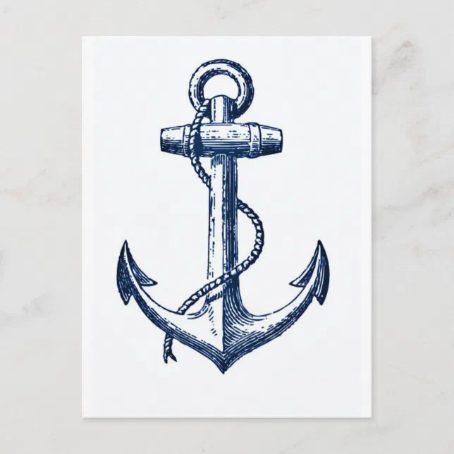 Navy Blue Anchor Postcard | Zazzle