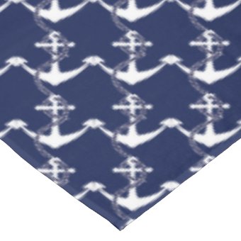 Navy Blue Anchor W/Rope on White Tablecloth | Zazzle