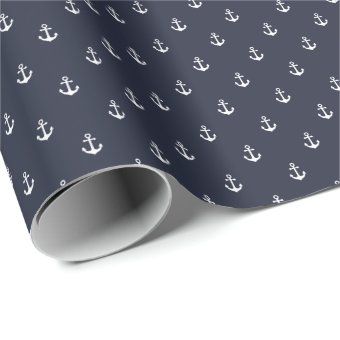 Navy Blue Anchor Wrapping Paper | Zazzle