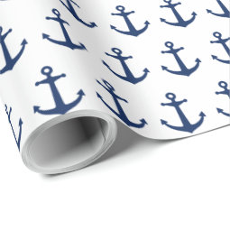 Navy Blue Anchor Wrapping Paper | Zazzle