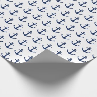 Navy Blue Anchor Wrapping Paper | Zazzle