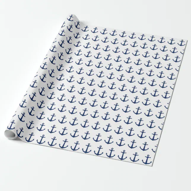 Navy Blue Anchor Wrapping Paper | Zazzle