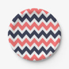 Navy Nautical Chevron Baby Shower Paper Plates | Zazzle.com