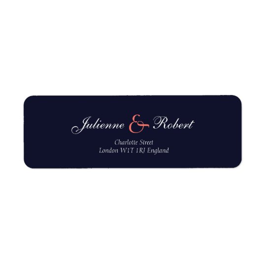 Navy Blue and Coral Wedding Return Address Labels | Zazzle.com