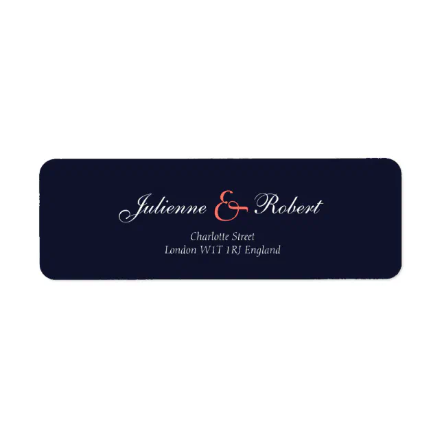 Navy Blue and Coral Wedding Return Address Labels | Zazzle