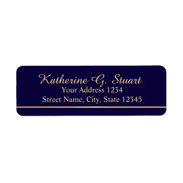 Navy Blue and Faux Gold Foil Elegant Script Label | Zazzle
