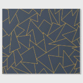 Navy blue and gold abstract pattern wrapping paper | Zazzle