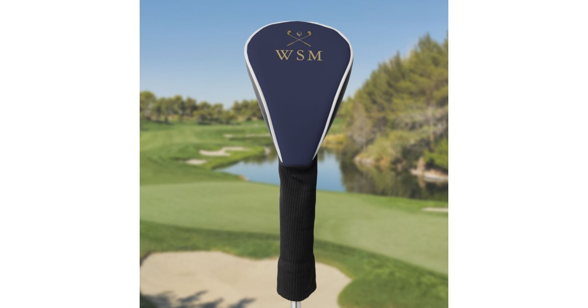 Navy Blue And Gold Custom Monogram Golf Clubs Golf Head Cover | Zazzle