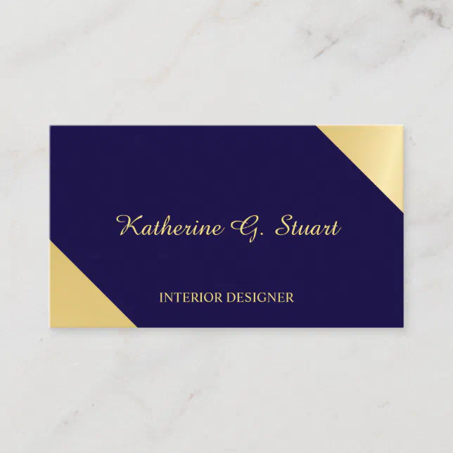 Navy Blue and Gold Elegant Geometric Business Card | Zazzle