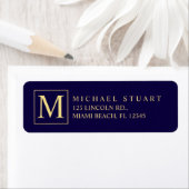 Navy Blue and Gold Elegant Monogram Label | Zazzle